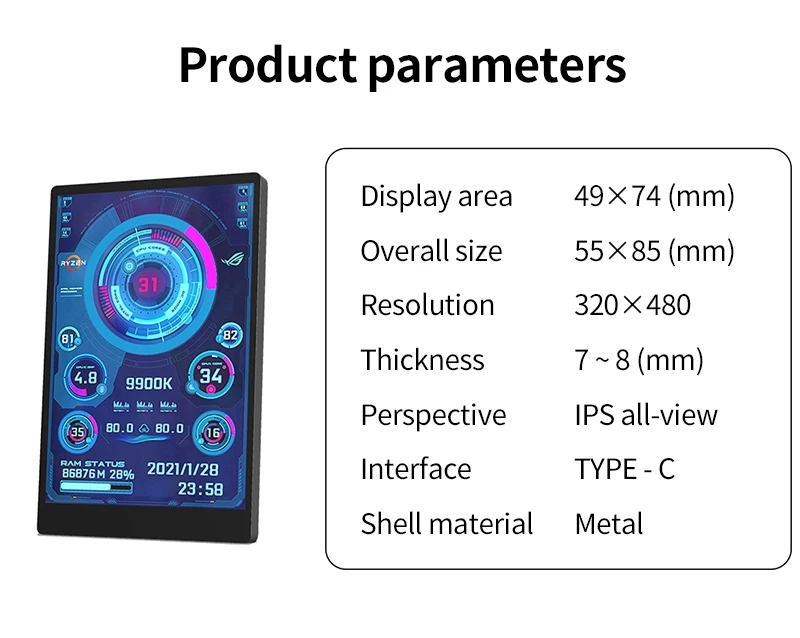 LAFVIN 3.5'' IPS USB Mini Screen Display with AIDA64 CPU RAM Data ...