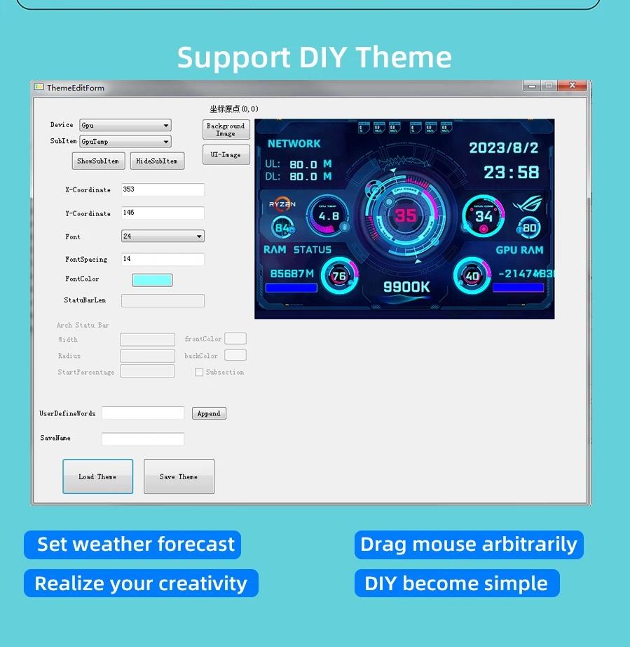 LAFVIN 3.5'' IPS USB Mini Screen Display with AIDA64 CPU RAM Data ...