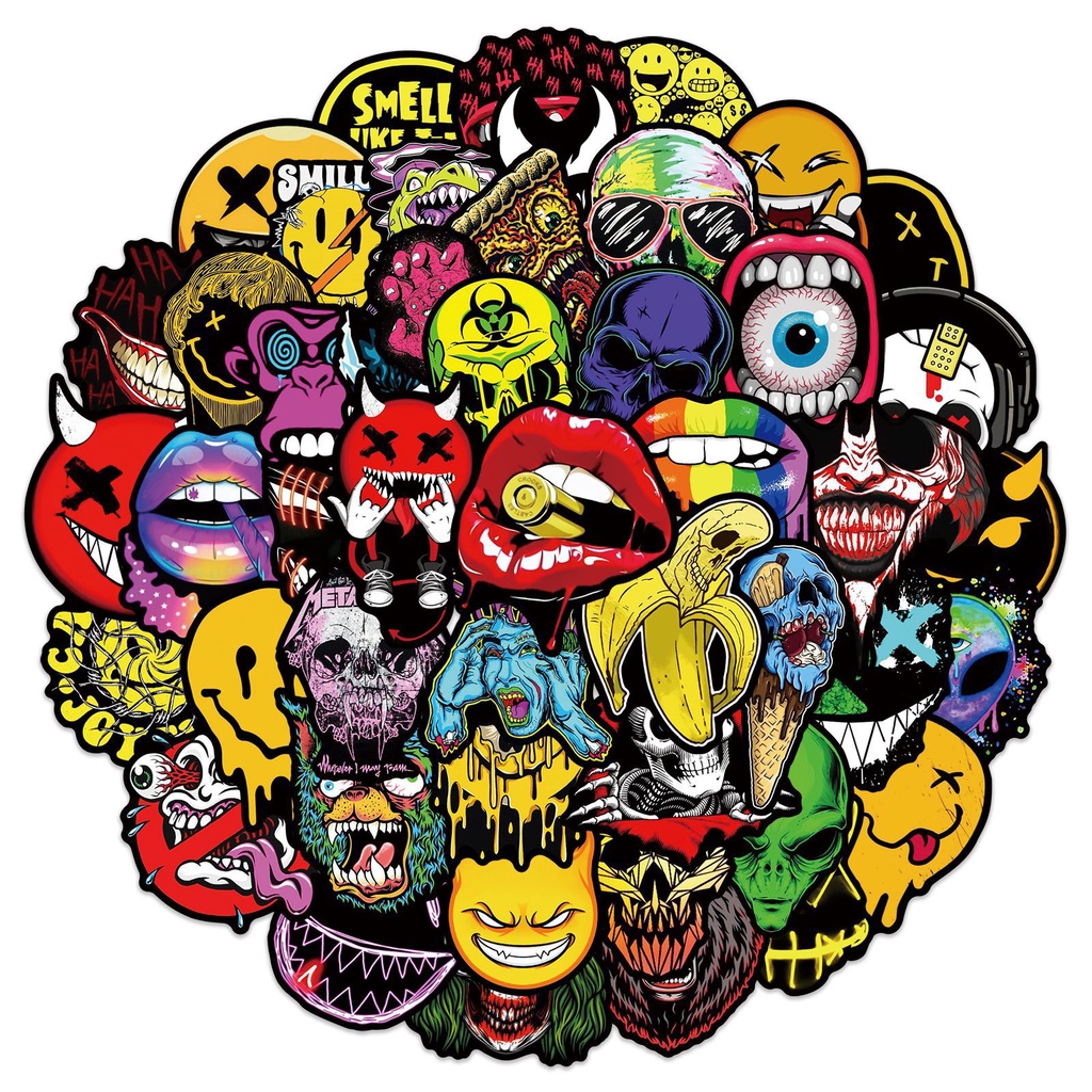Halloween Scary Face Stickers 50PCS Waterproof Stickers Cute Stickers ...