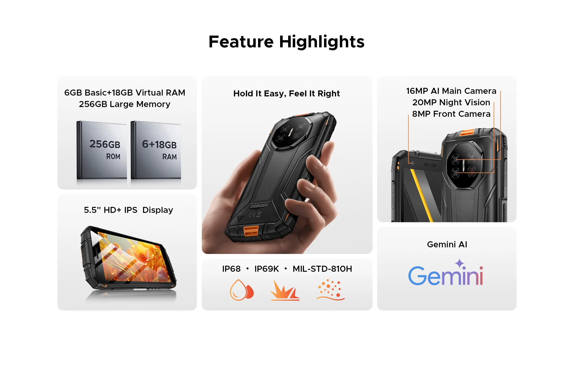 DOOGEE Fire 3 Ultra Rugged Smartphone 4G 5.5" HD 24GB RAM 256GB ROM ...