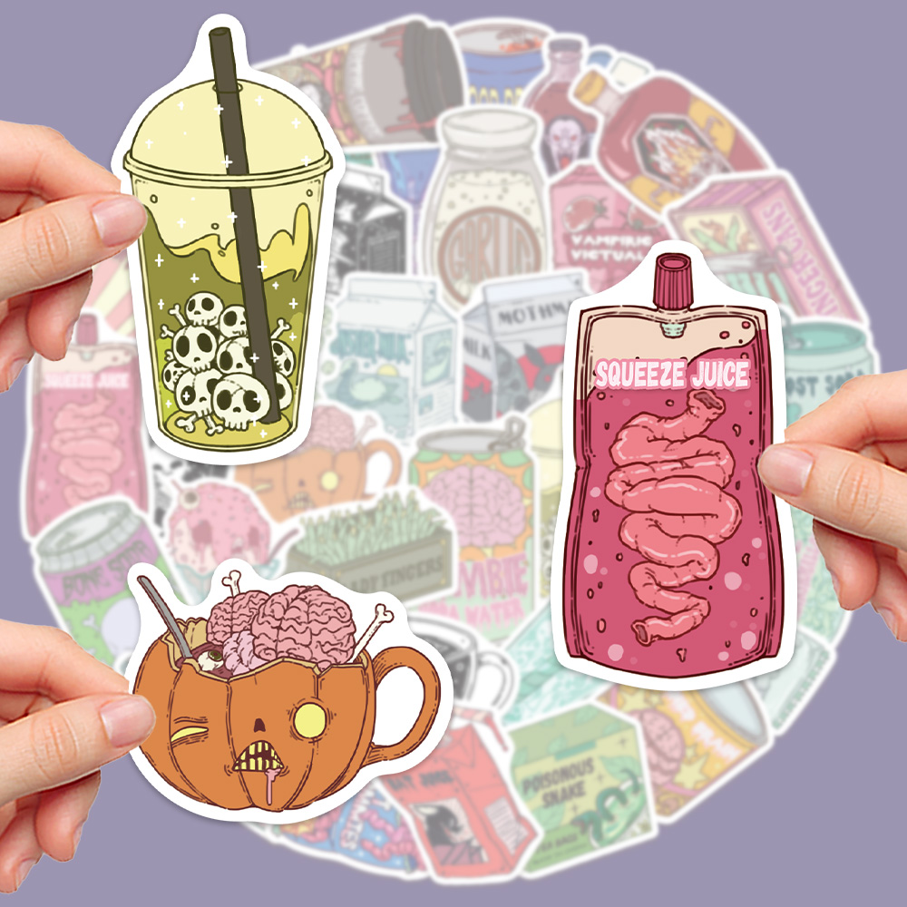 50pcs Zombie Food stickers original with skulls ghosts bats and other ...