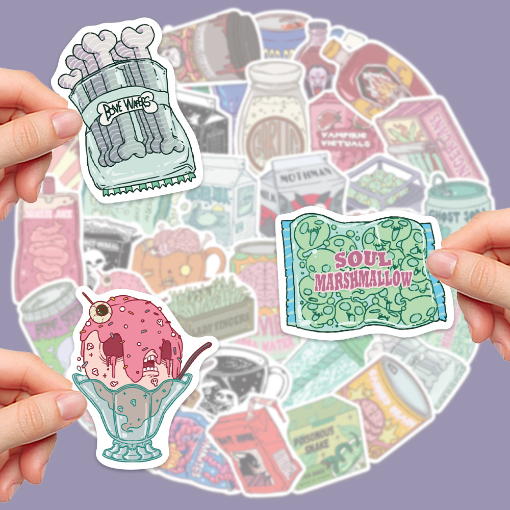 50pcs Zombie Food stickers original with skulls ghosts bats and other ...