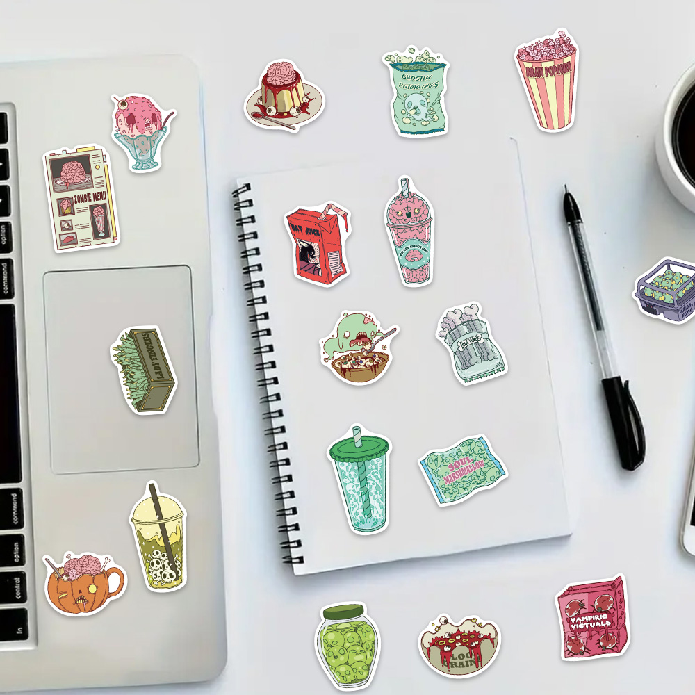 50pcs Zombie Food stickers original with skulls ghosts bats and other ...