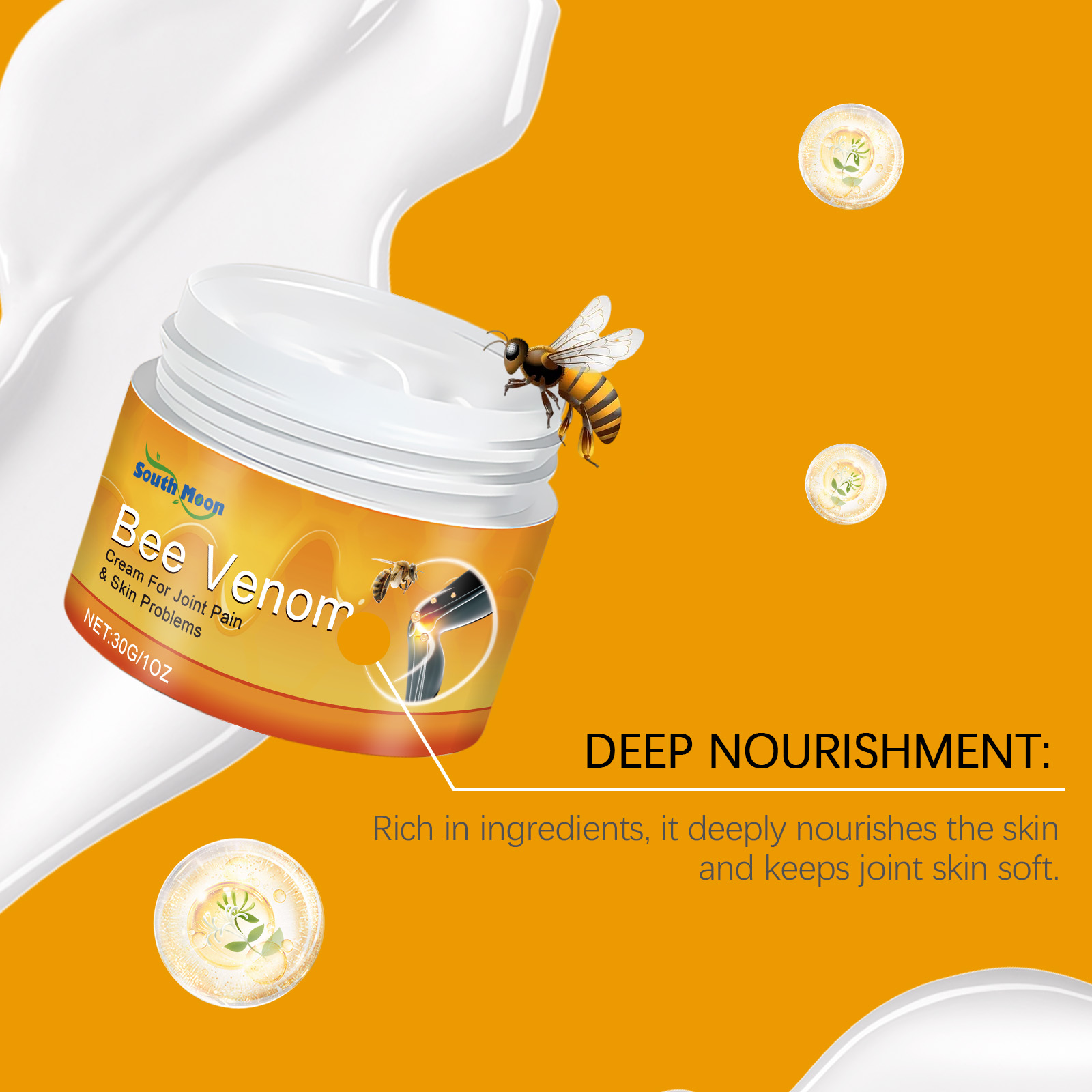 Bee Venom Joint Care Cream, Long-Lasting Moisturizing Massage ...