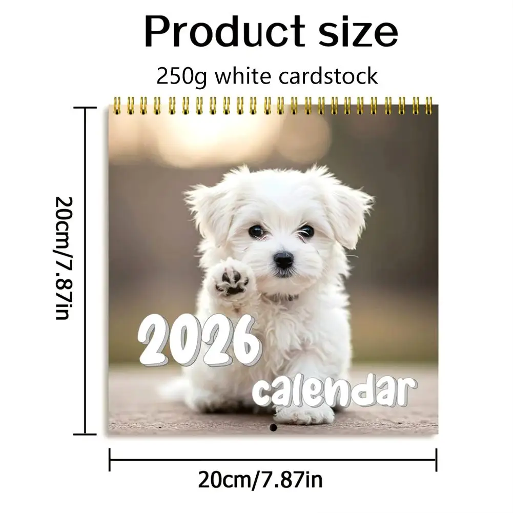 Cute Dog Illustration 2026 Calendar, Monthly Daily Planner with ...