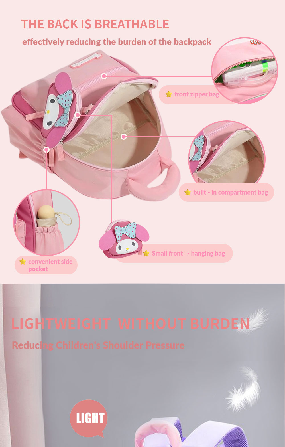 Uniqkids New Kindergarten Backpack Cute Cartoon Weight Loss 1-6 Grade ...