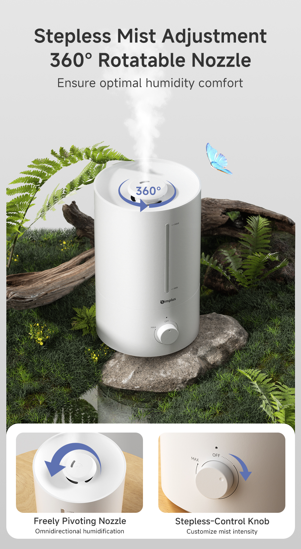 Simplus Humidifier 4.5L Capacity (350ml/h Humidification) JASH006 ...