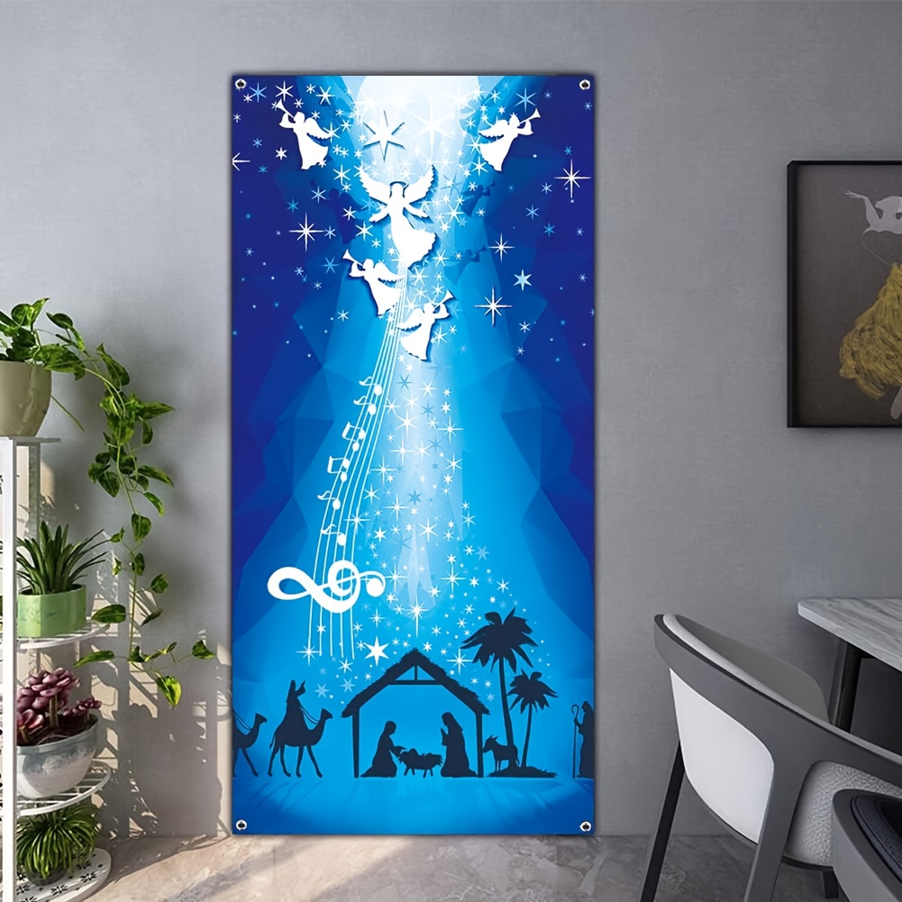 Door Cover Christmas Night Manger Scene Door Banner | Shopee Philippines