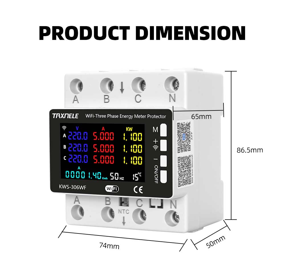 63A Tuya WIFI Smart Circuit Breaker Energy Meter KWh Power Remote ...