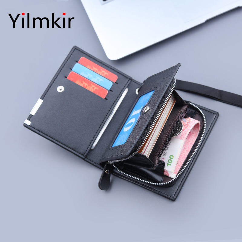 Men's Zipper Trifold Wallet - Large Capacity Money Clip Multi-Card Slot ...