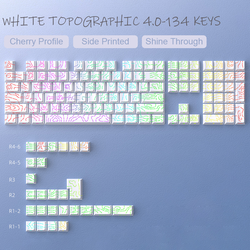 134 Keys White Contour 4.0 RGB Backlit Keycaps Cherry Profile PBT ...