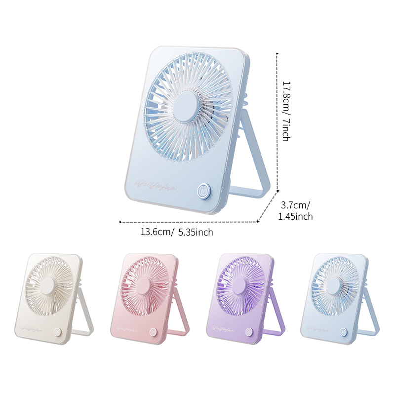 MINISO Macaron Color Sweet Fold Stand Fan Desktop Mini Fan 13.6cm × 3 ...