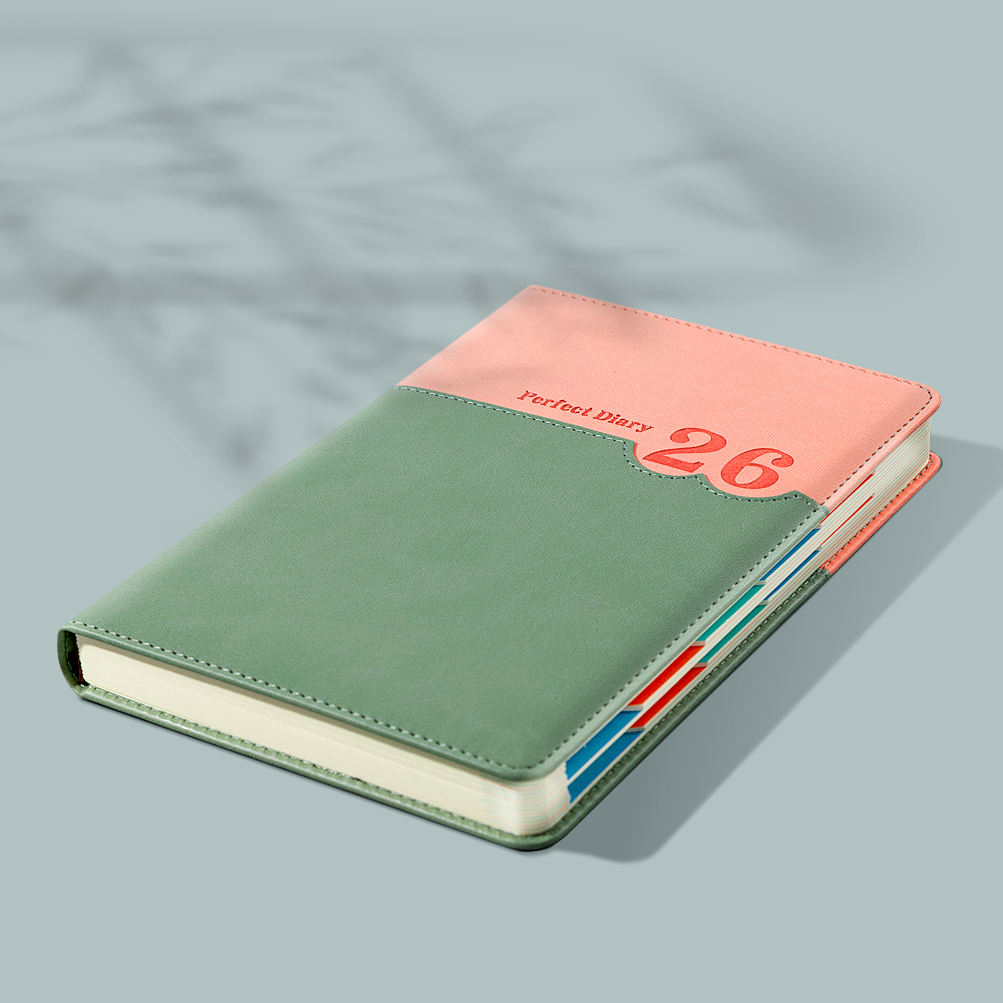 Perfect Diary Color-Blocked Leather Notebook, 2026 Daily Planner, Macaron Color Series High ...