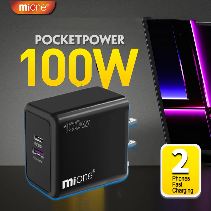 Mione 100W 2 Port USB C Wall Charger With Power Delivery Type C Adapter ...