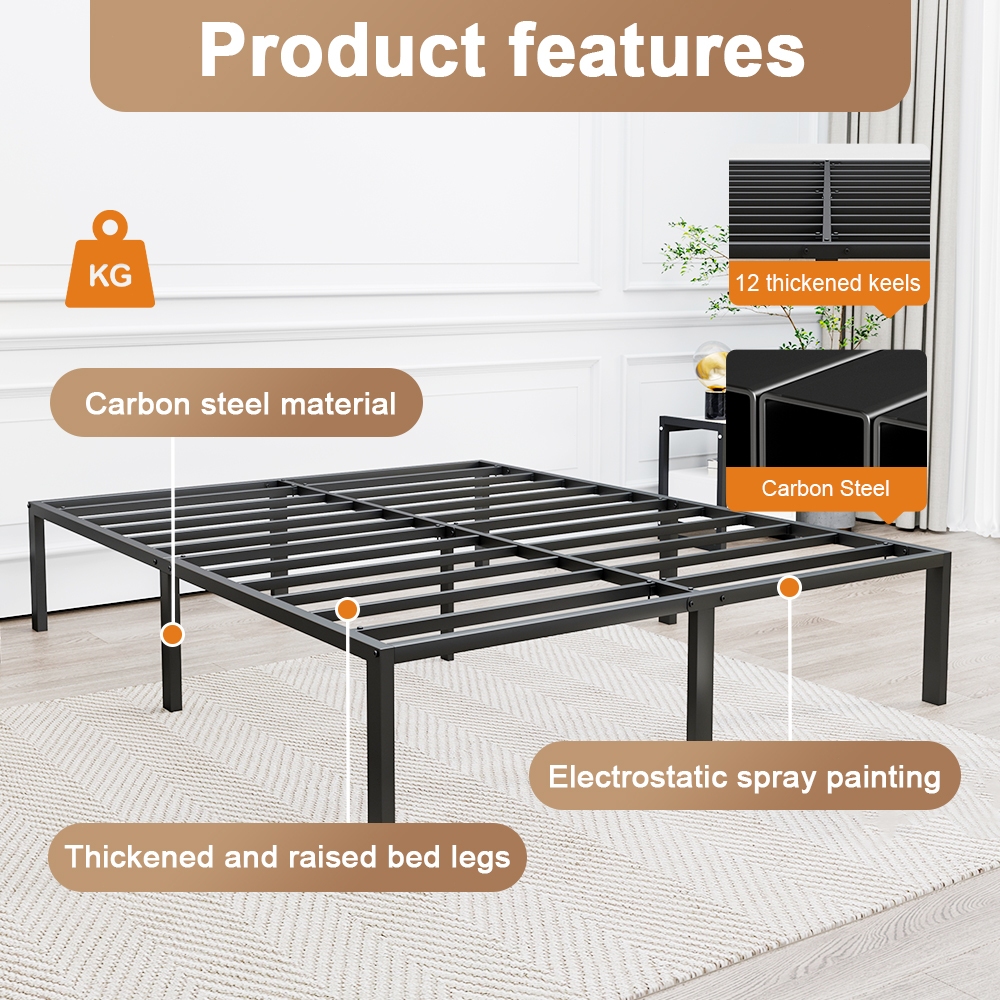 High Load-Bearing Iron Bed Frame Suitable For 500KG Single/Double/Queen ...