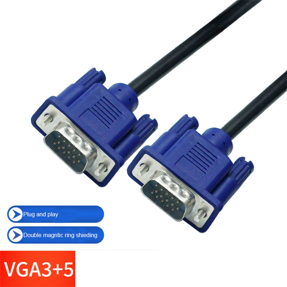 VGA Cable 15 Pin 1.5M Male to Male Extension 3+6 Converter Wire for PC ...
