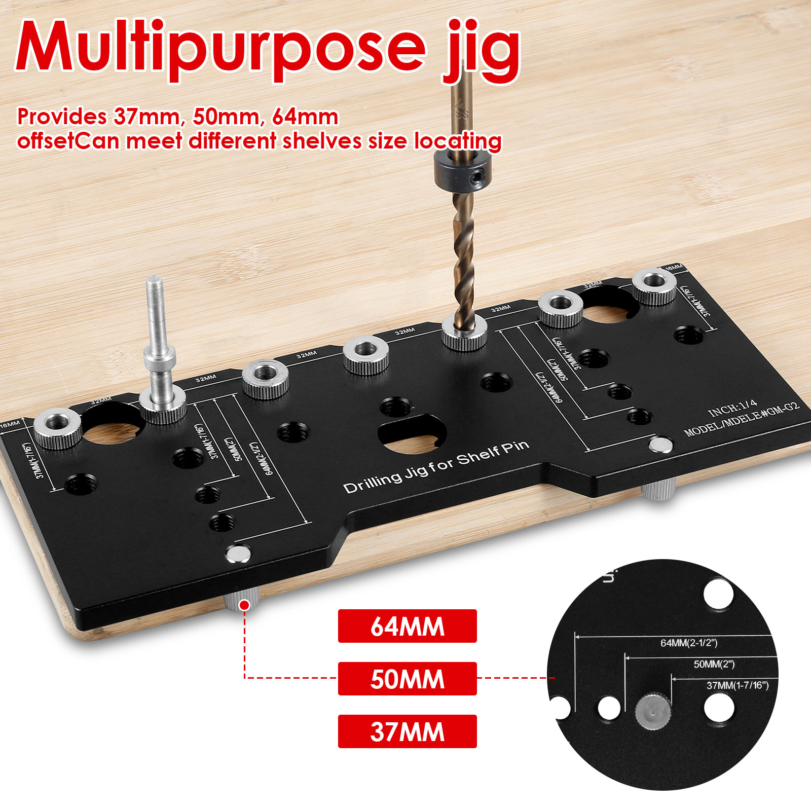 Shelf Pin Jig 1/4 Inch Aluminum Alloy Shelf Pin Drilling Guide Precise ...