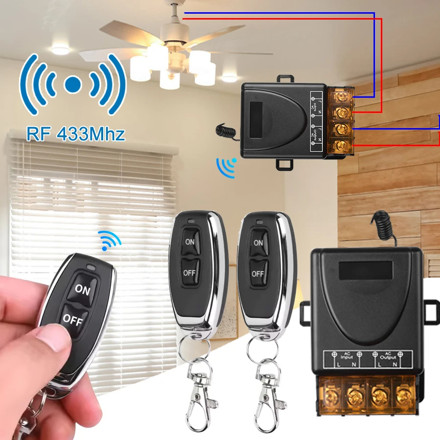 Wireless Remote Control Switch AC 220V 30A 433MHz LED On/Off Remote ...