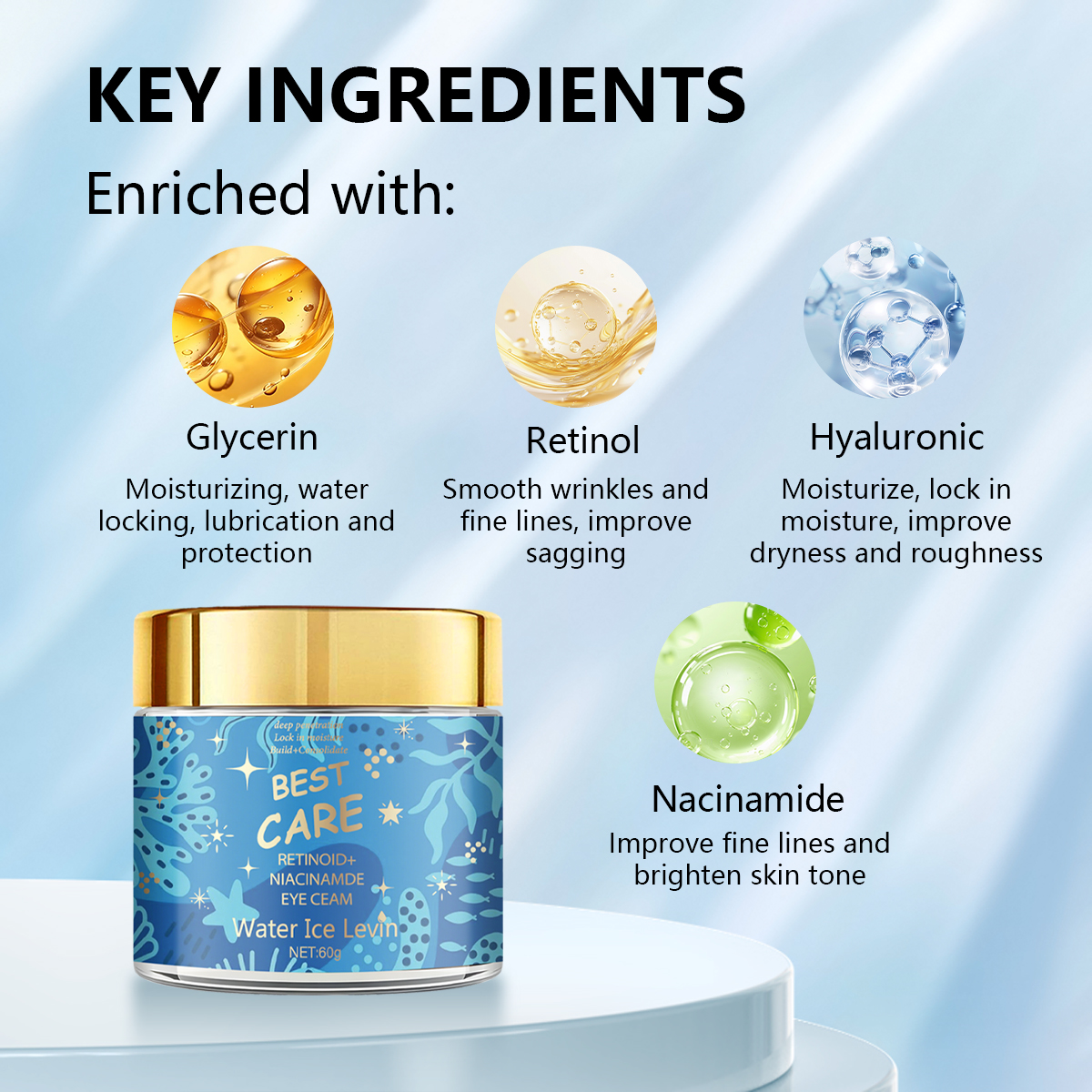 Water Ice Levin Retinol and Niacinamide Eye Serum for Anti-Aging, Dark ...