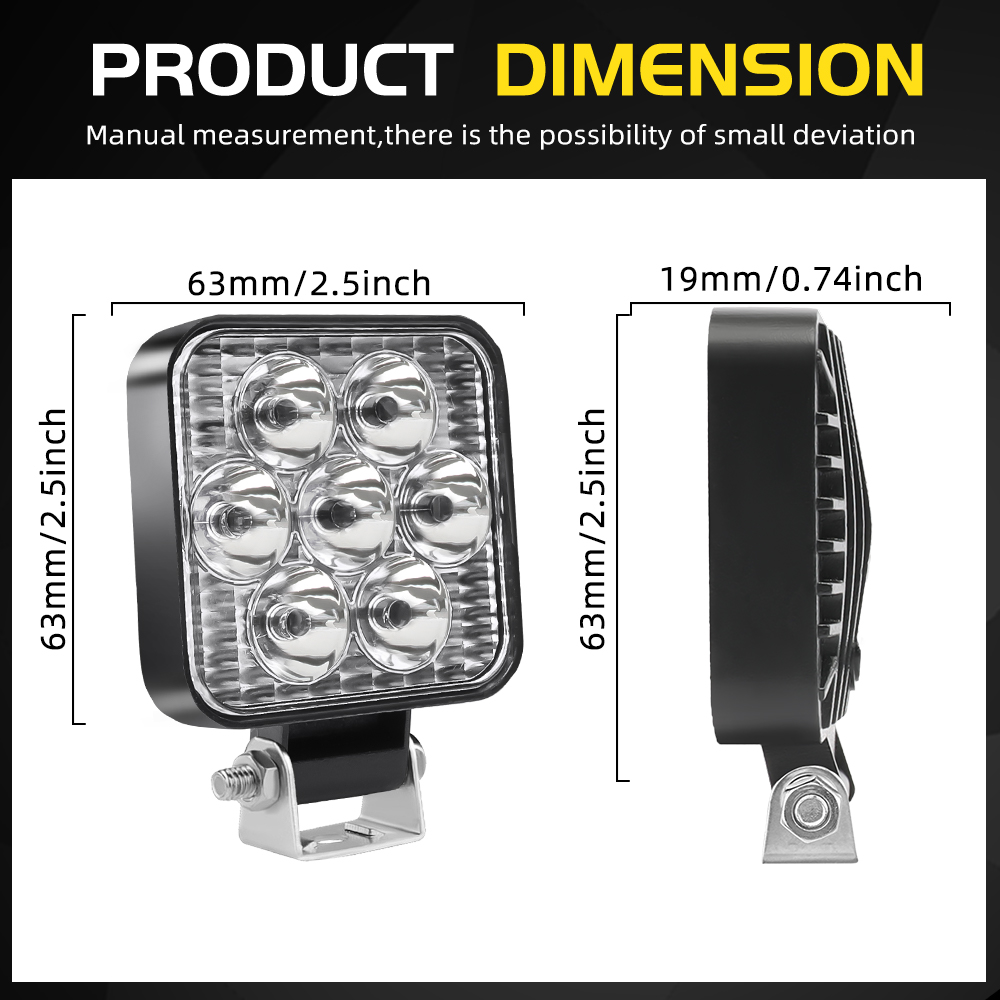 Braveway Mini 2.5 inch Square Round Mini Led Work Light Pole 7LED Cross ...