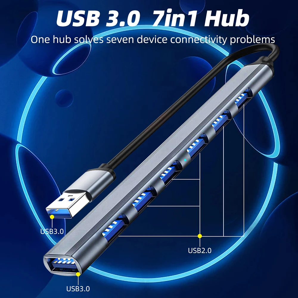 Type C USB Hub High Speed USB 3.0 3.1 With 4/7 Ports Multi Splitter ...