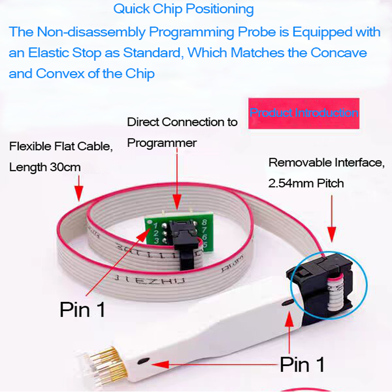 SOP8 SOIC8 WSON8 BIOS test probe chip burning ejector programmer burner ...