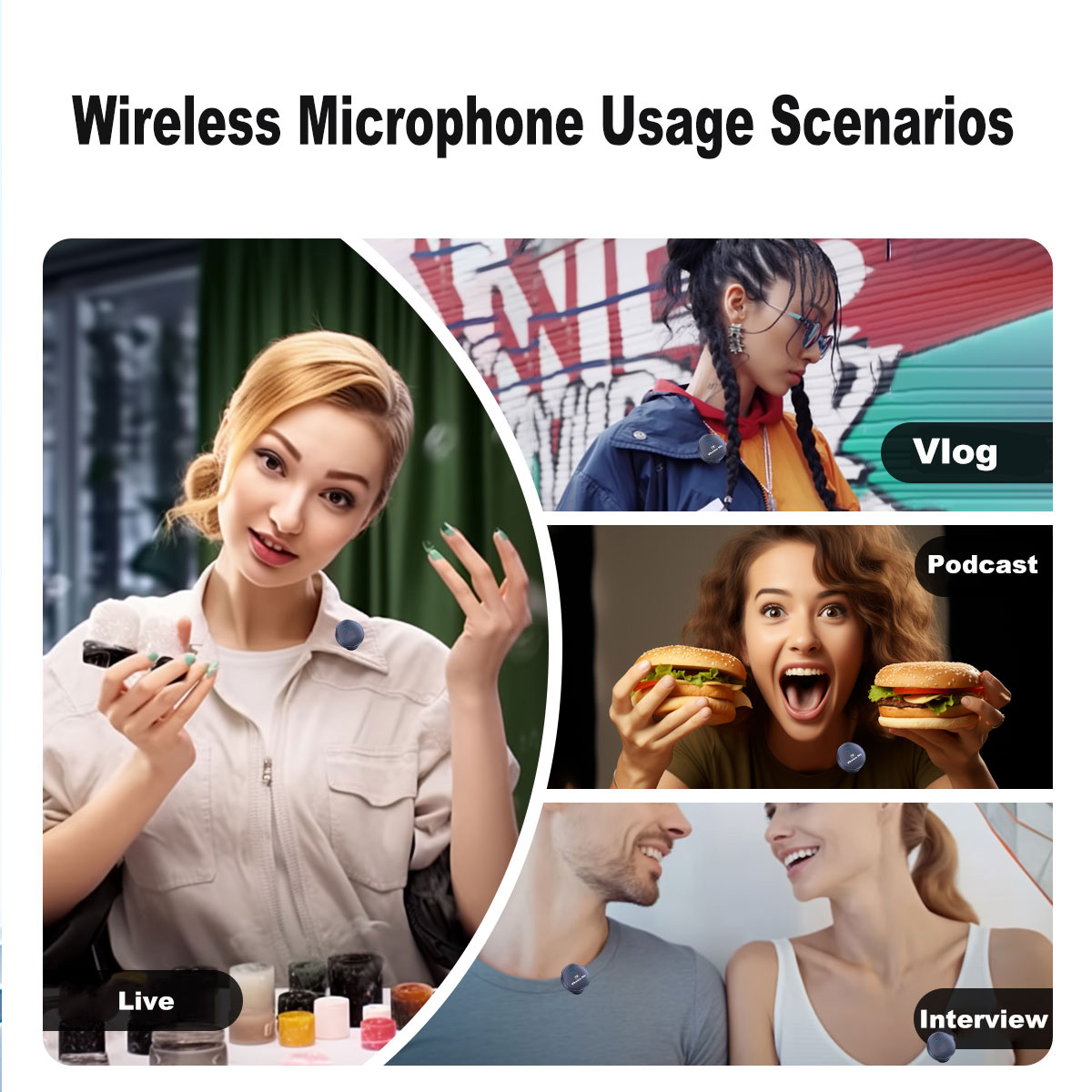 Lapel Wireless Microphone for Vlog Plug-Play Mike Noise Reduction for ...