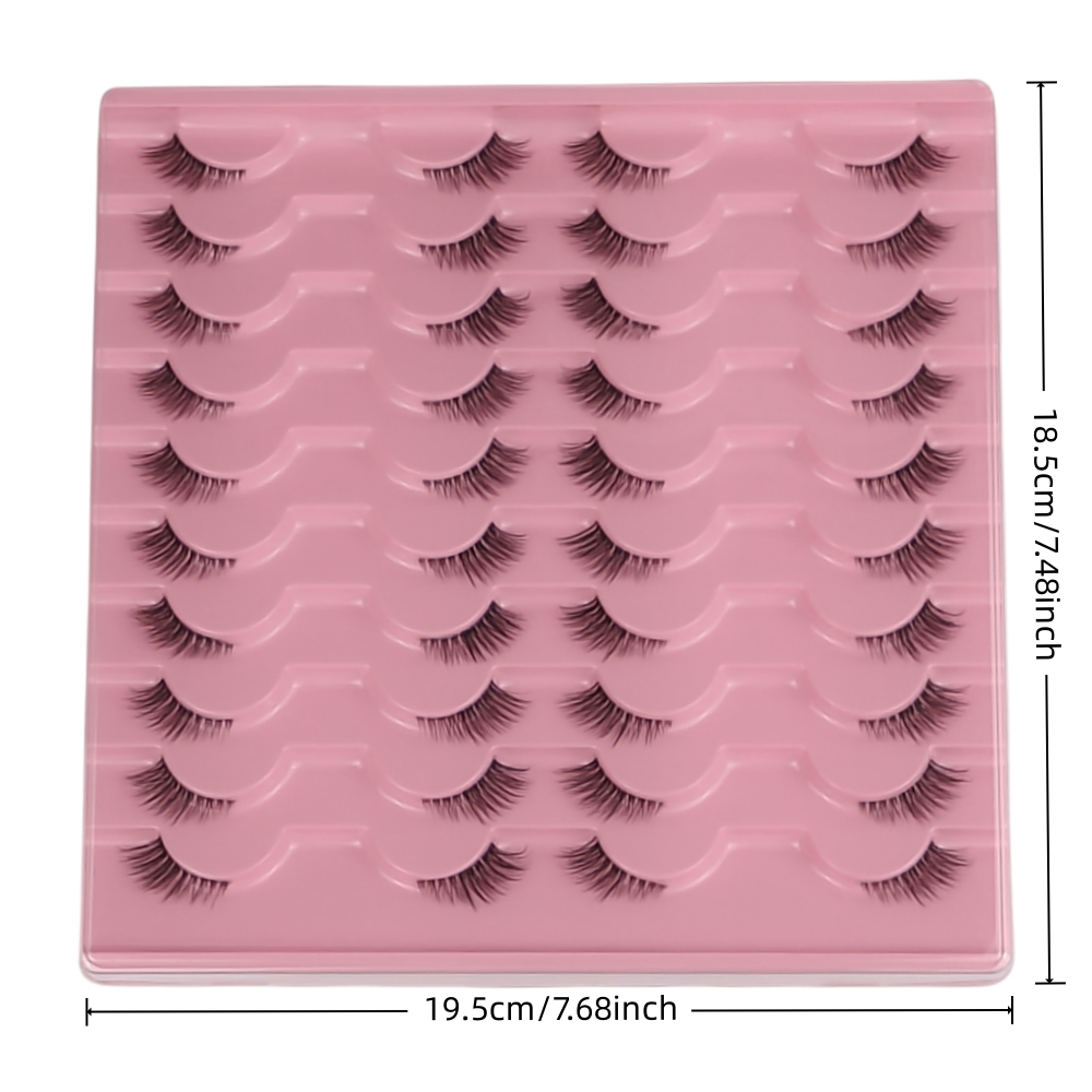 Natural Short Half Lashes 20 Pairs - Clear Band, Wispy Fluffy Cat Eye ...