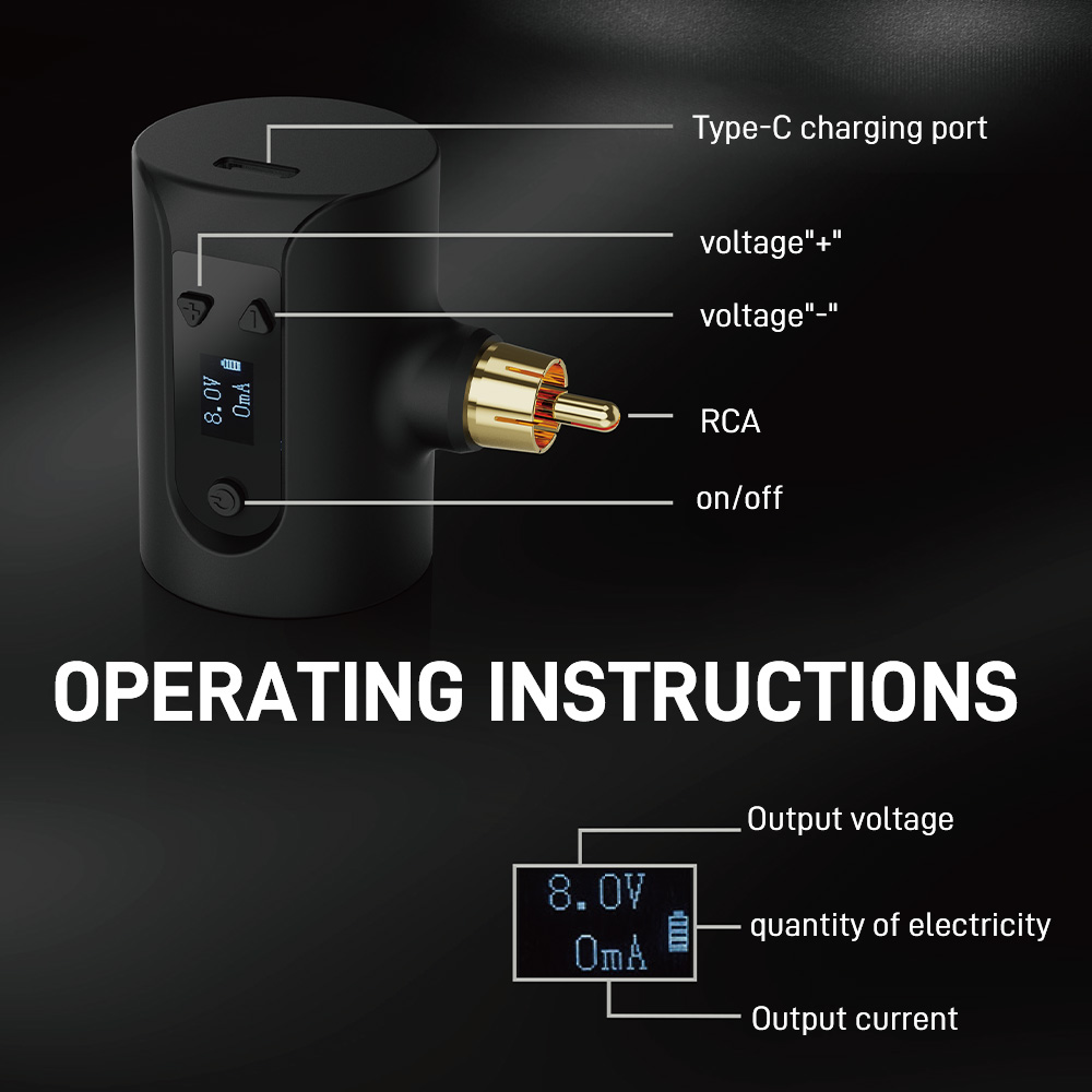 YILONG Wireless Tattoo Pen Machine, RCA Interface, Type-C Charging Port ...