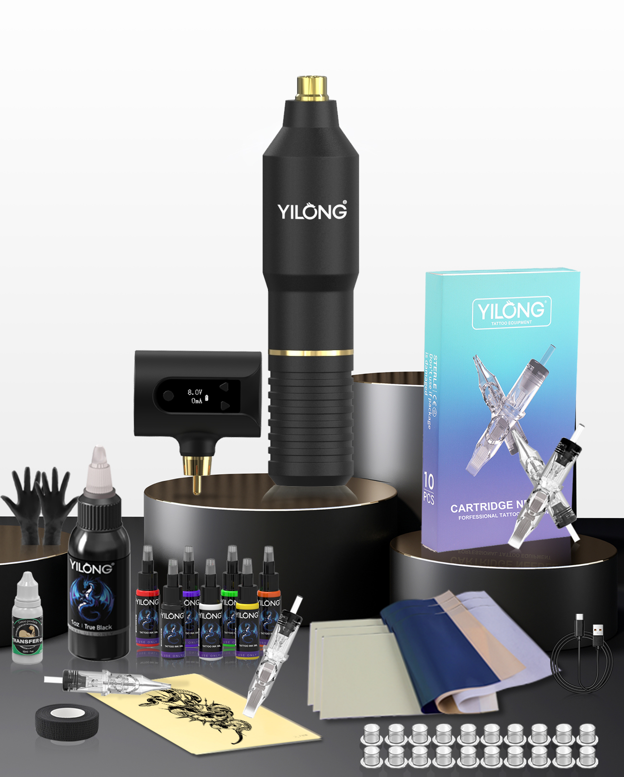 YILONG Wireless Tattoo Pen Machine, RCA Interface, Type-C Charging Port ...