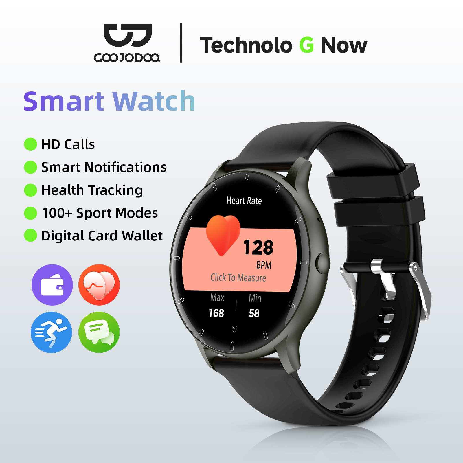 GOOJODOQ Smart Watch Waterproof Bluetooth Call Health Monitor Fitness ...