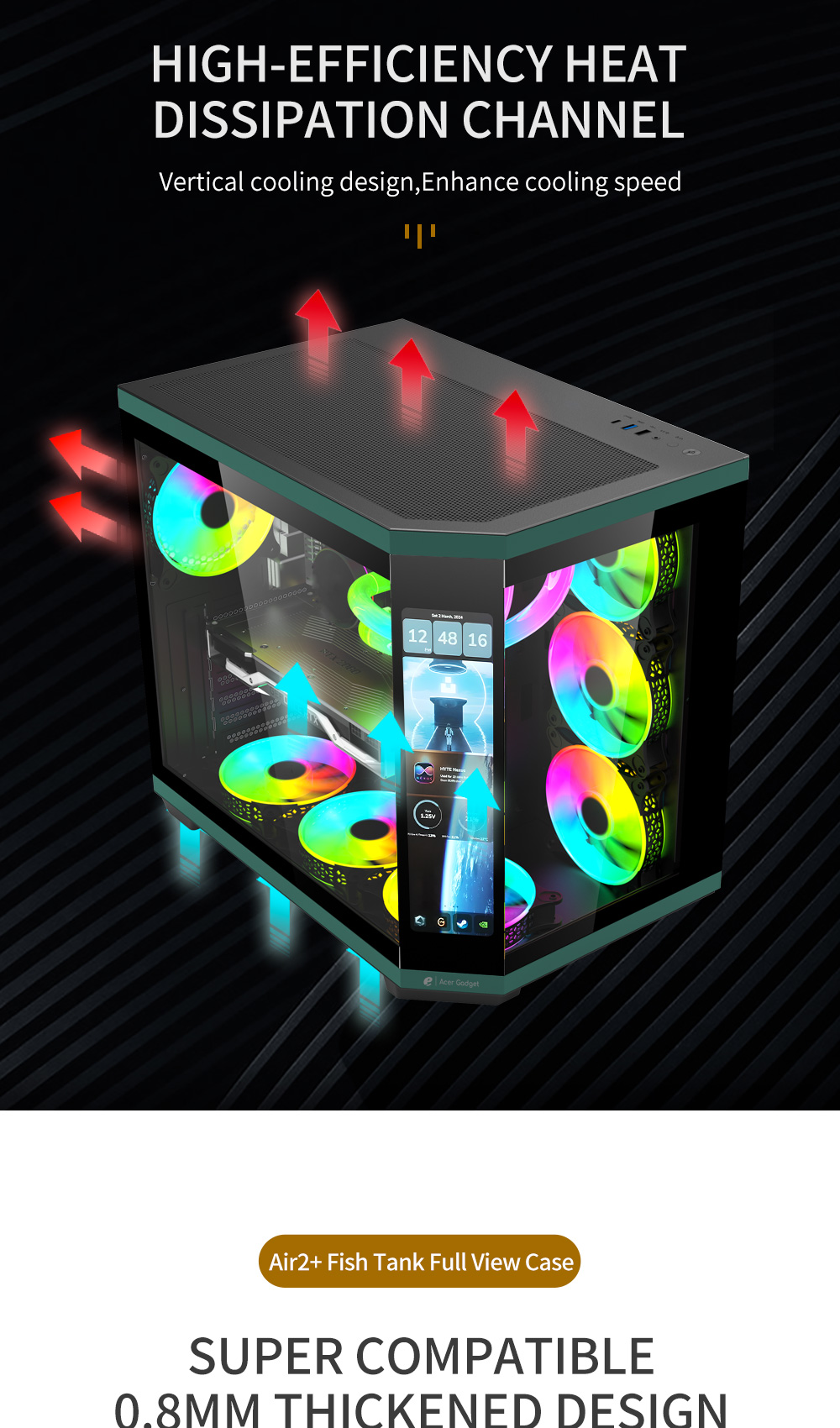 Acer Seaview Palace Pro PC Case With Screen Tempered Glass Micro ATX ...