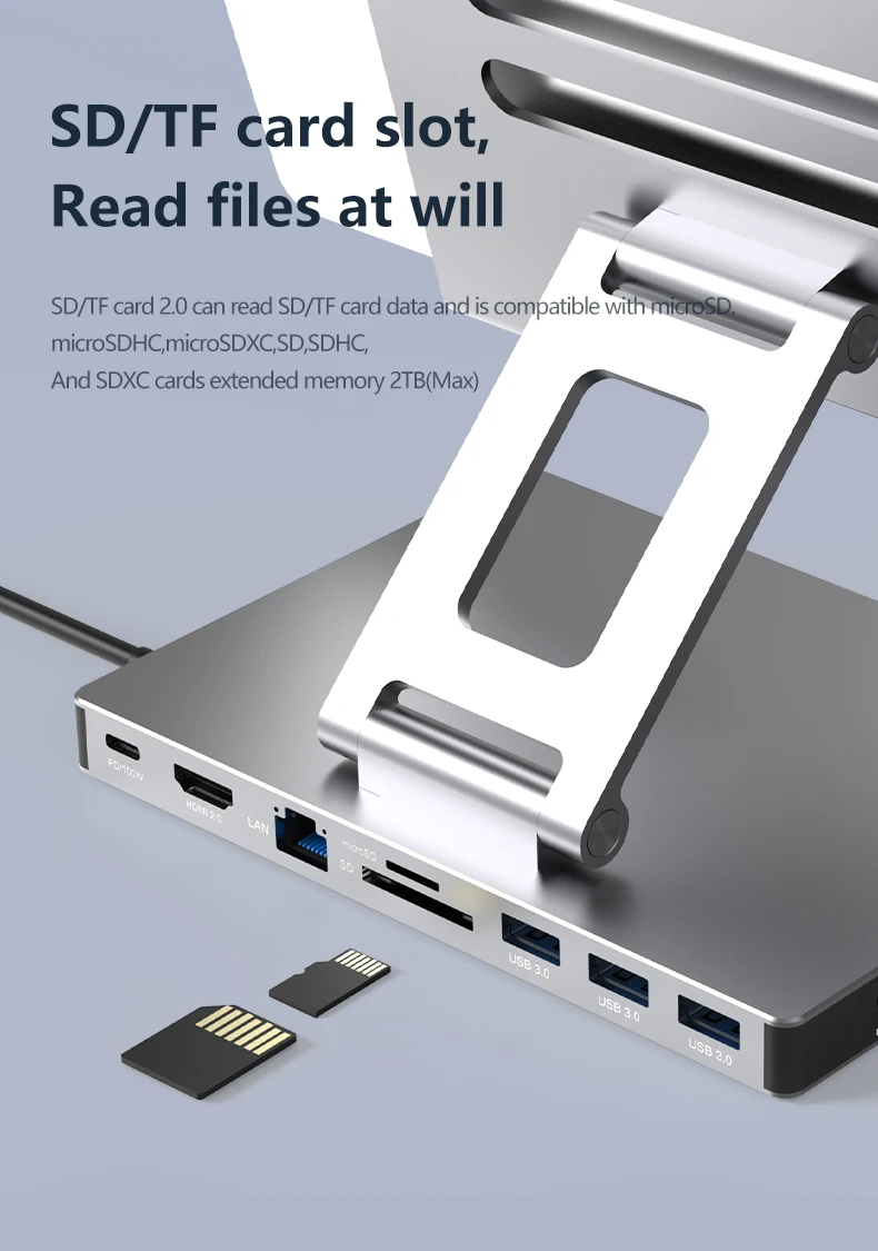 9-in-1 USB C HUB Tablet Holder Docking Station 4K60Hz HDMI 1000Mbps ...