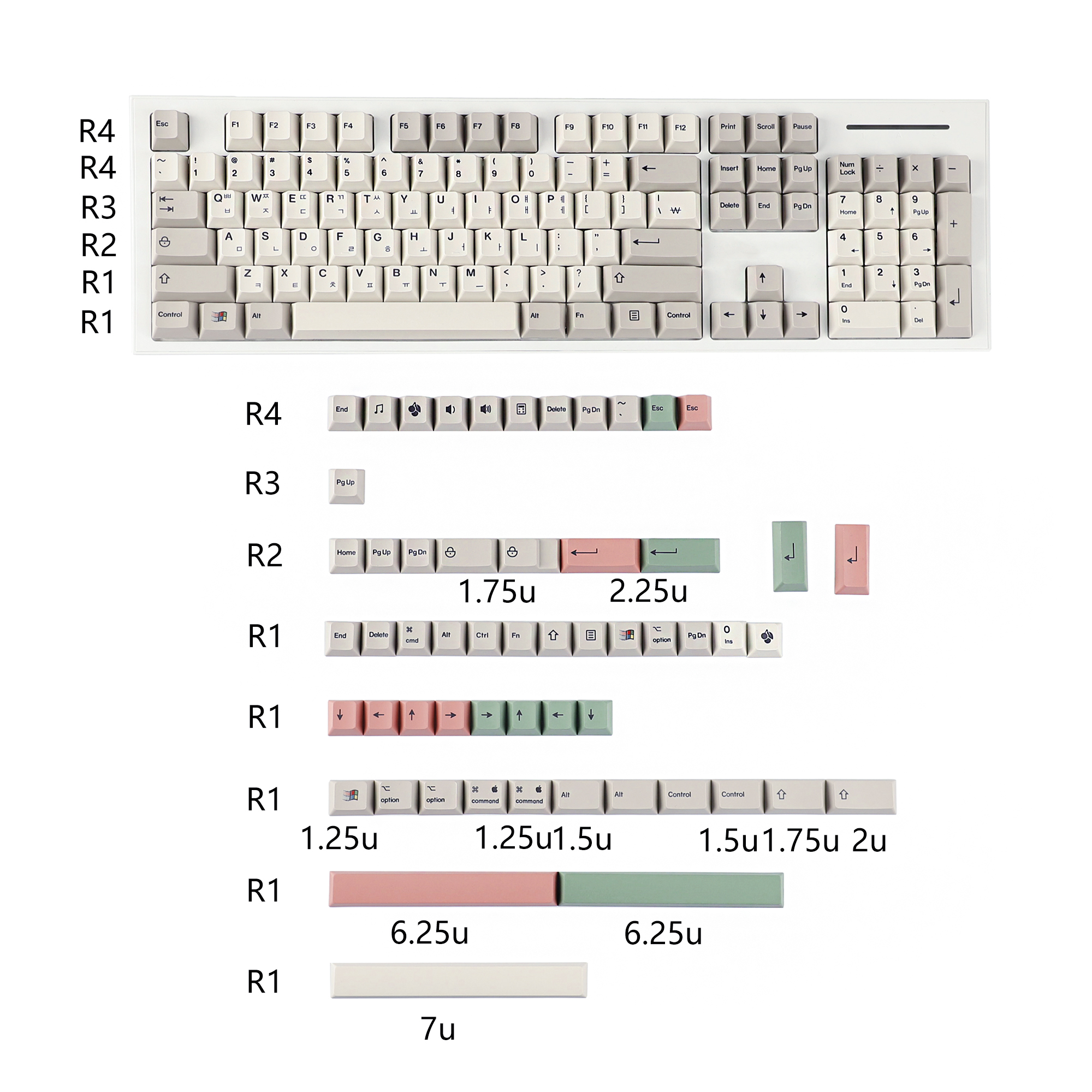YMDK 160 Keys 9009 English Korean German QWERTZ Cherry Profile Dye Sub ...