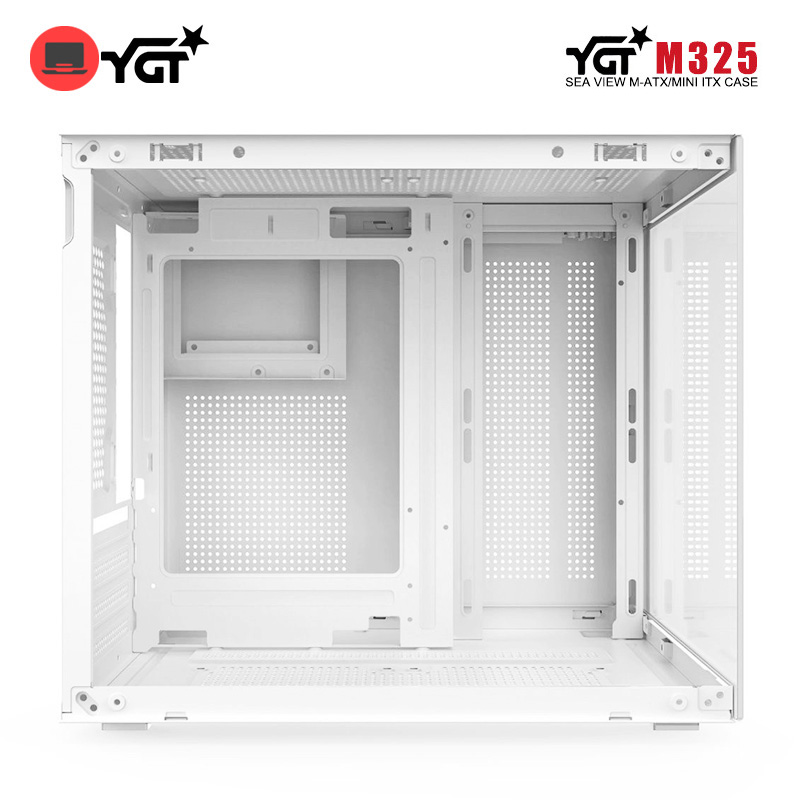 YGT Black/White Gaming Pc Case With Tempered Glass Seaview Place Cool ...
