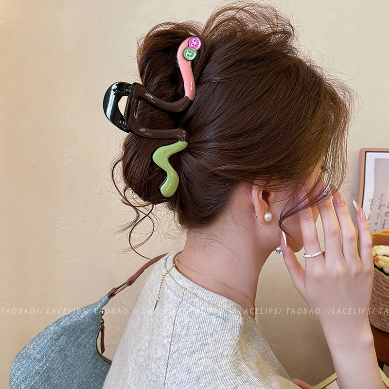 Dopamine Drip Glaze Contrast Color Clamp Female High-End New Style ...