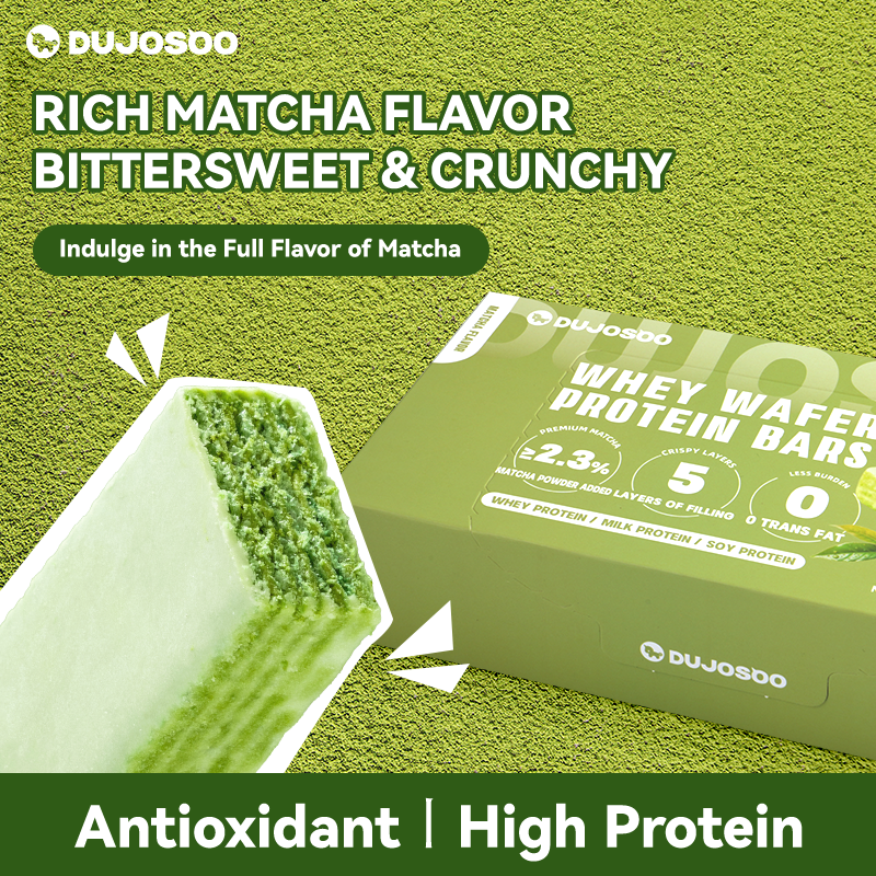 DUJOSOO Matcha Protein bars Japanese Matcha Wafer High protein ...