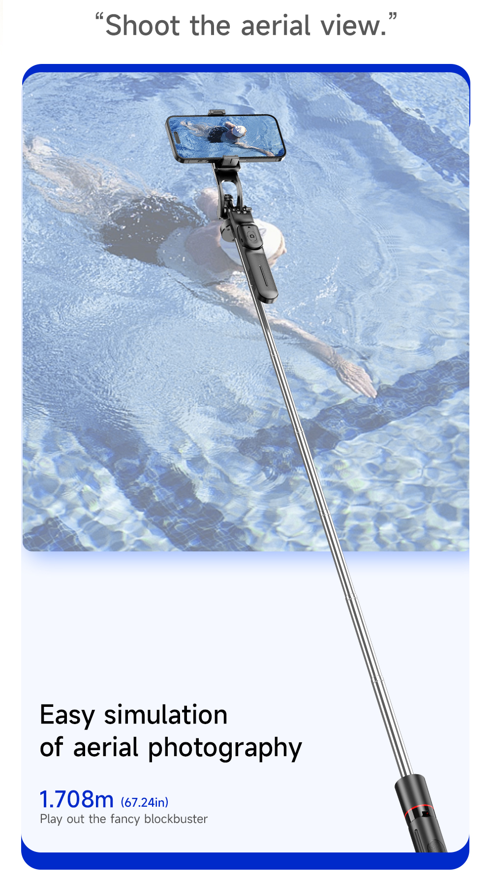 Alston balanced anti shake selfie stick 170cm 360 ° Bluetooth remote ...