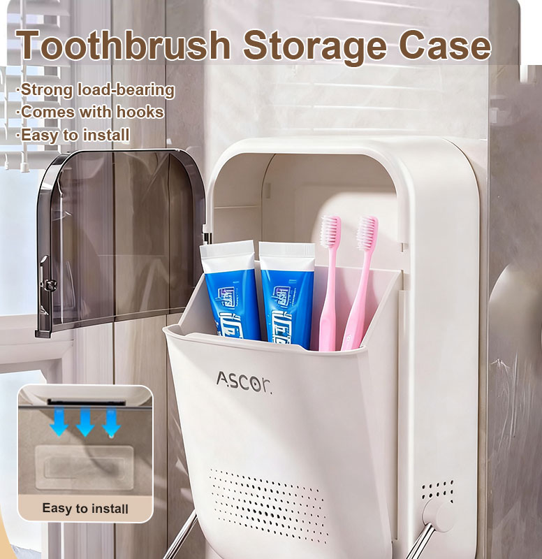 Toothbrush Organizer Holder With Cover Hanging Toothbrush Storage box ...