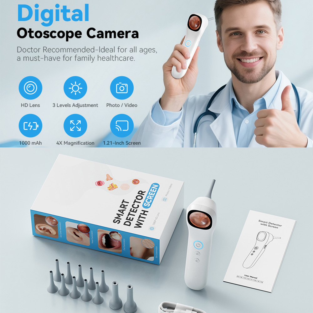 Visual Ear Camera with Screen 1080P HD Wireless Endoscope Take Picture ...