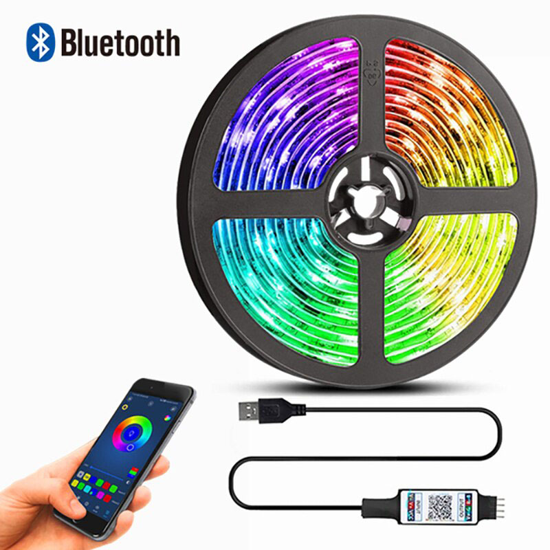 RGB 5050 LED Strip Lights Bluetooth Remote App Control TV Backlight ...