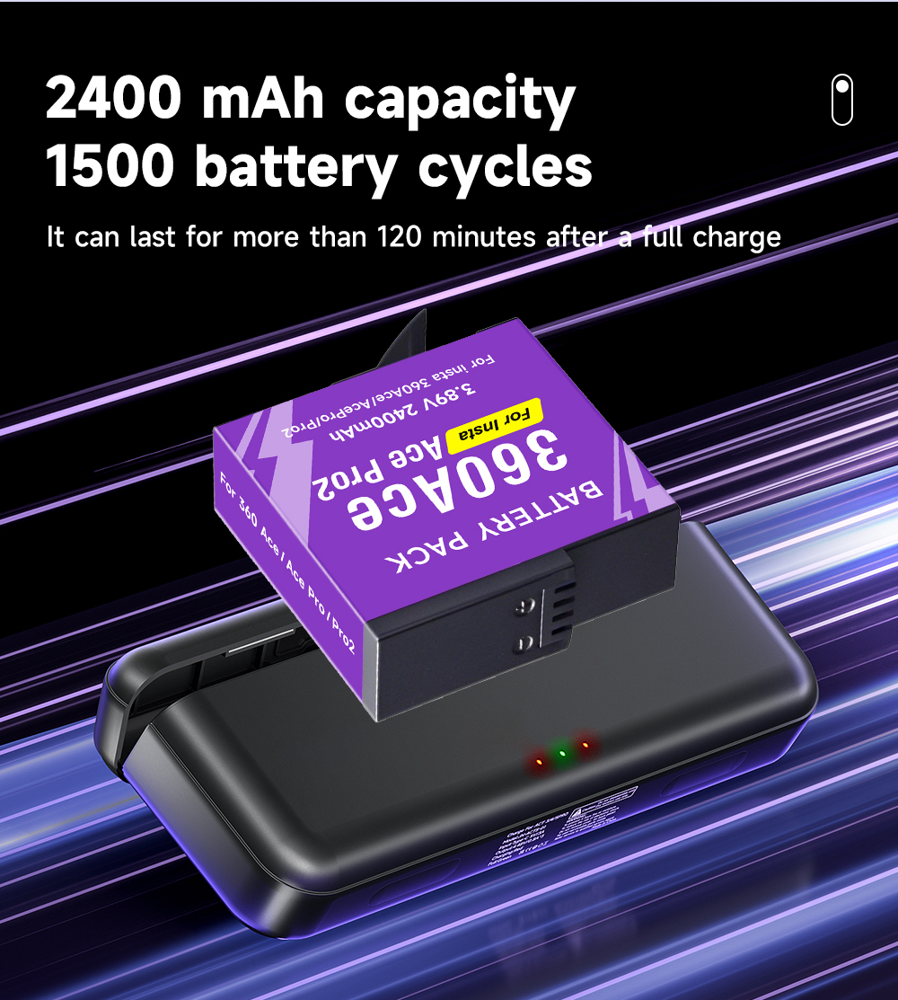 CITYORK Insta360 Ace Pro 2/Ace Pro/Ace Battery 2400mAh + 3-slot charger ...