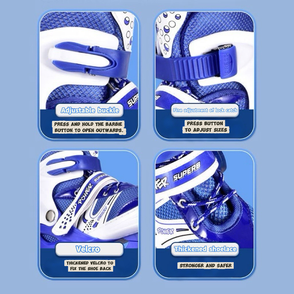 New Adjustable Double Row Roller Skating 4-Wheel Children's Roller ...