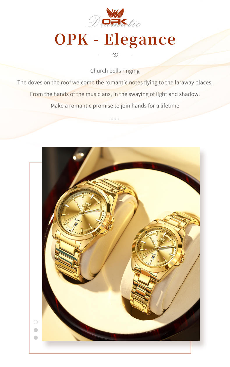 OPK Couple Watch Waterproof Original Quartz Stainless Steel Fashion ...