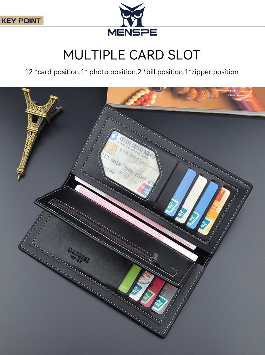 MENSPE Men Long Wallets Fashion Soft PU Leather Ultra-thin Travel ...