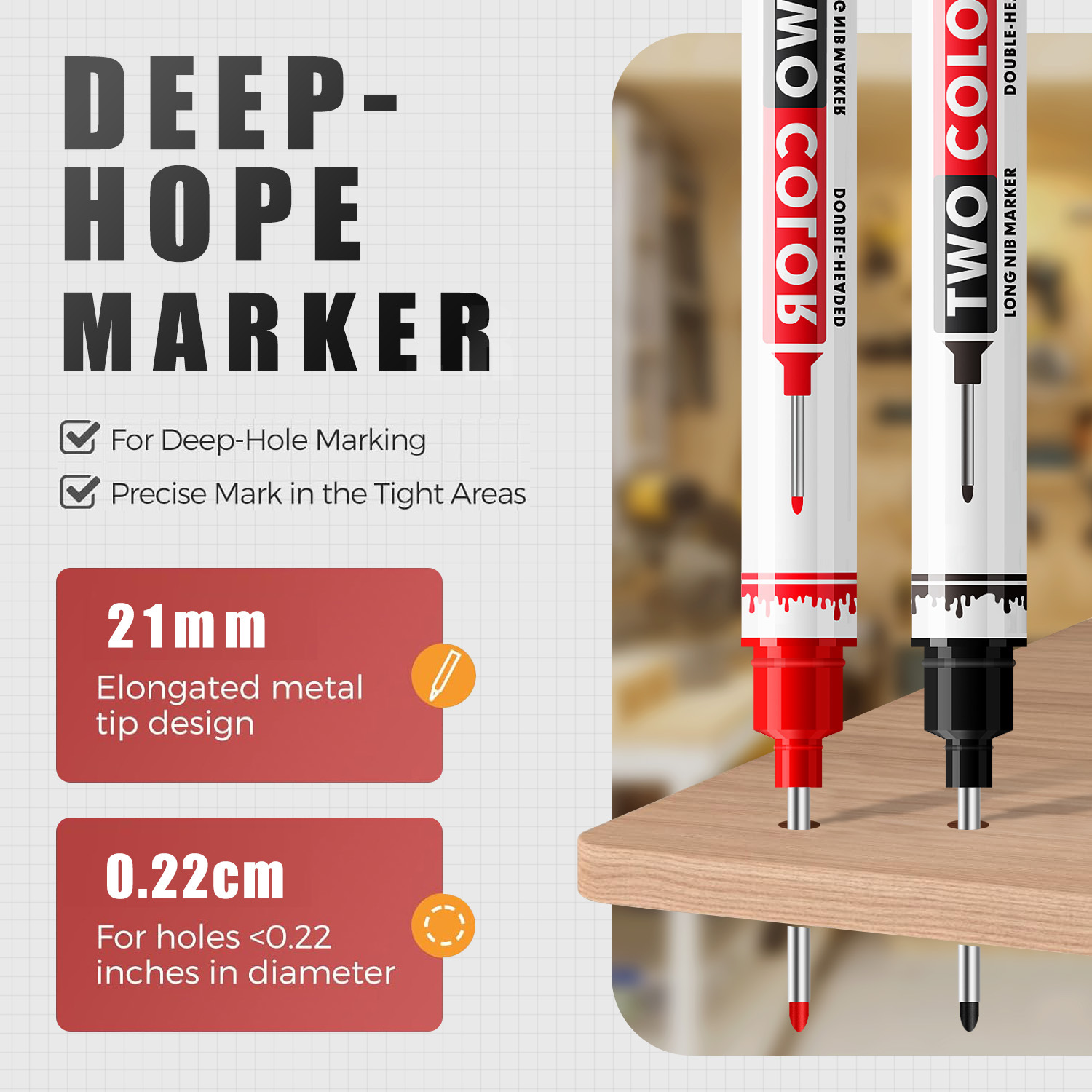 10Pcs Double Head 20mm Deep Hole Multiple colors Long Nib Marker Pens ...