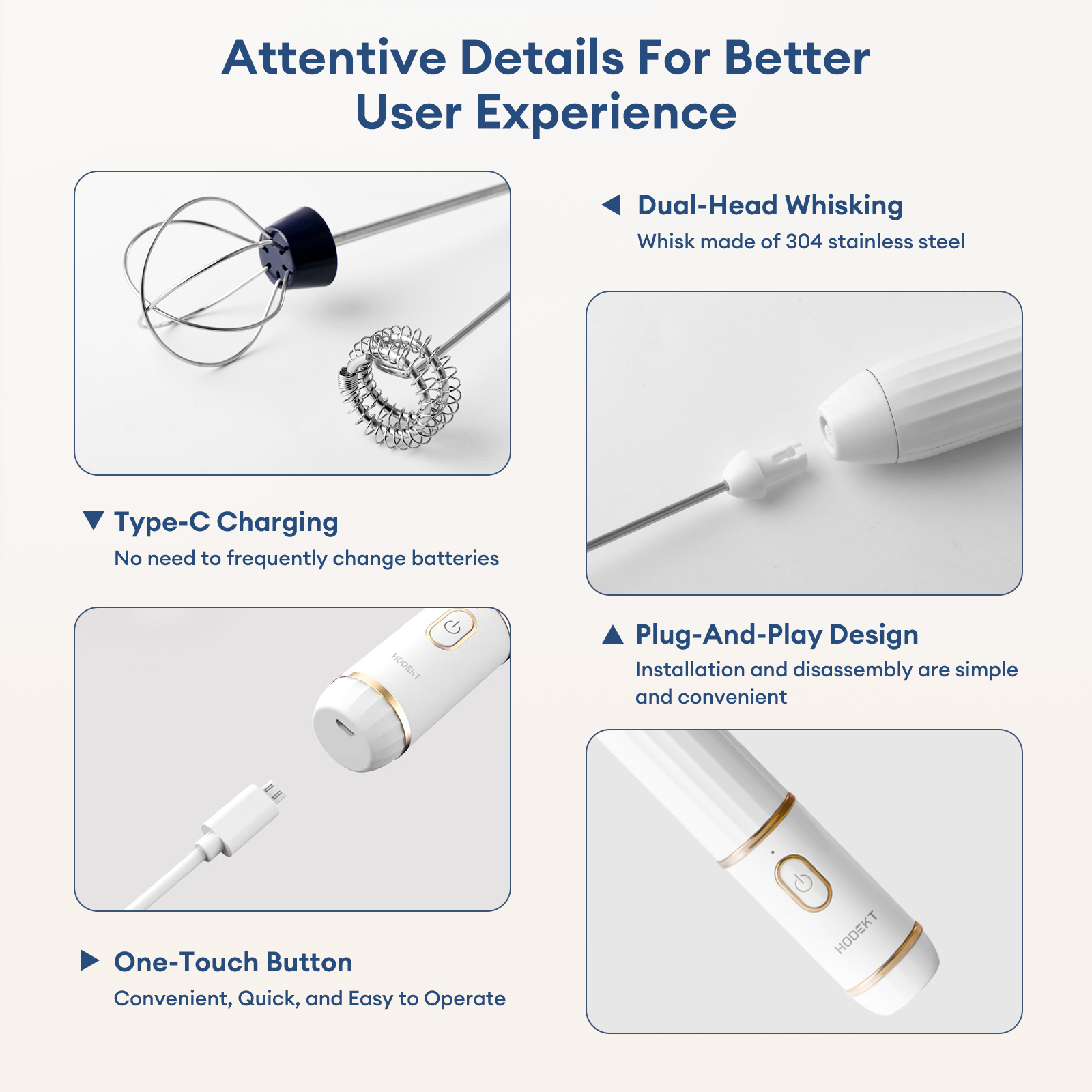 HODEKT Electric Handheld Mixer Multi-Functional Whisk Blender For ...
