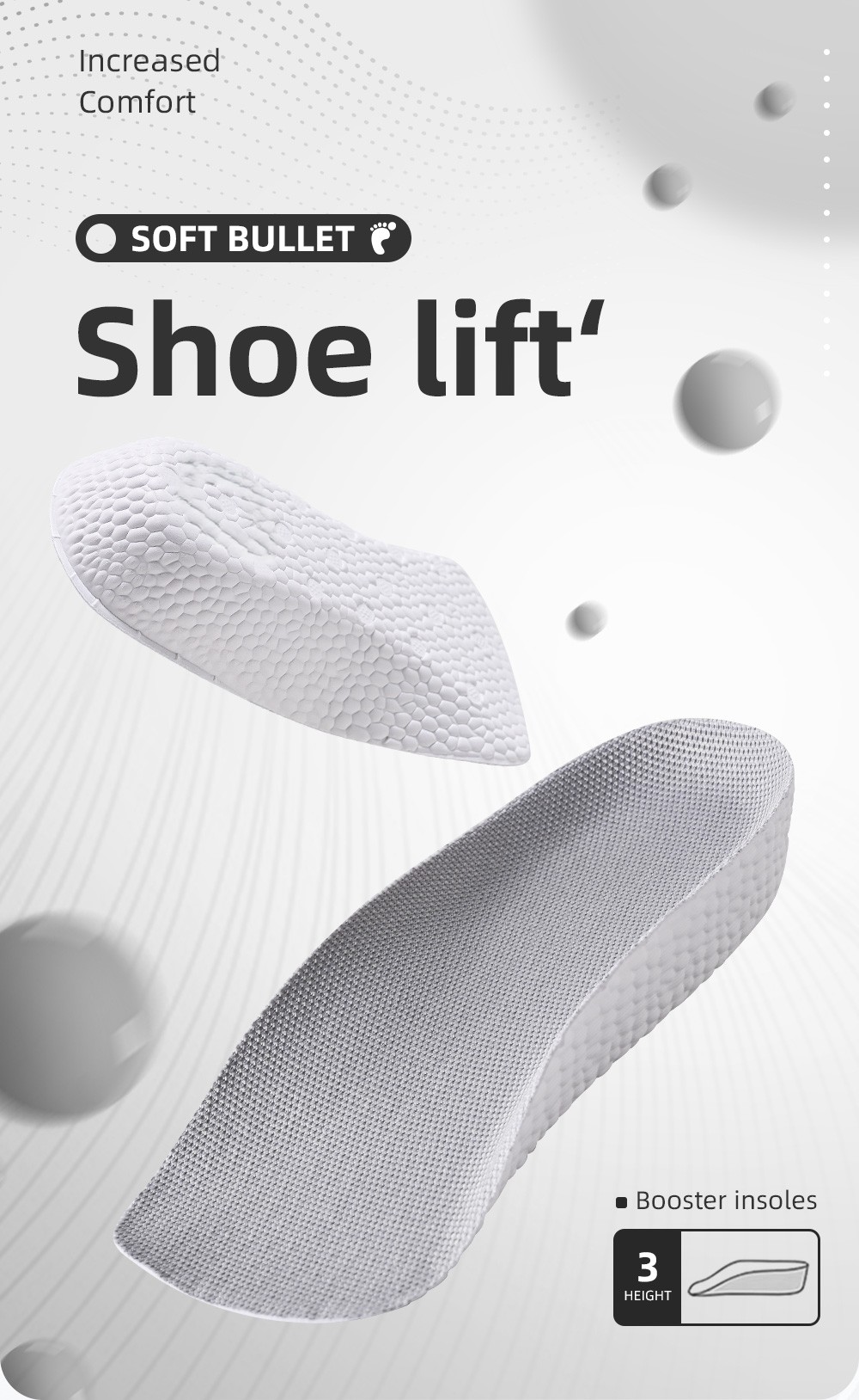 1 Pair Arch Support Height Increasing Insoles Lightweight Cushion for ...