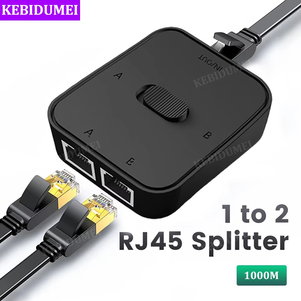 1000Mbps RJ45 Splitter 1-to-2 Ethernet Adapter Internet Network Cable ...