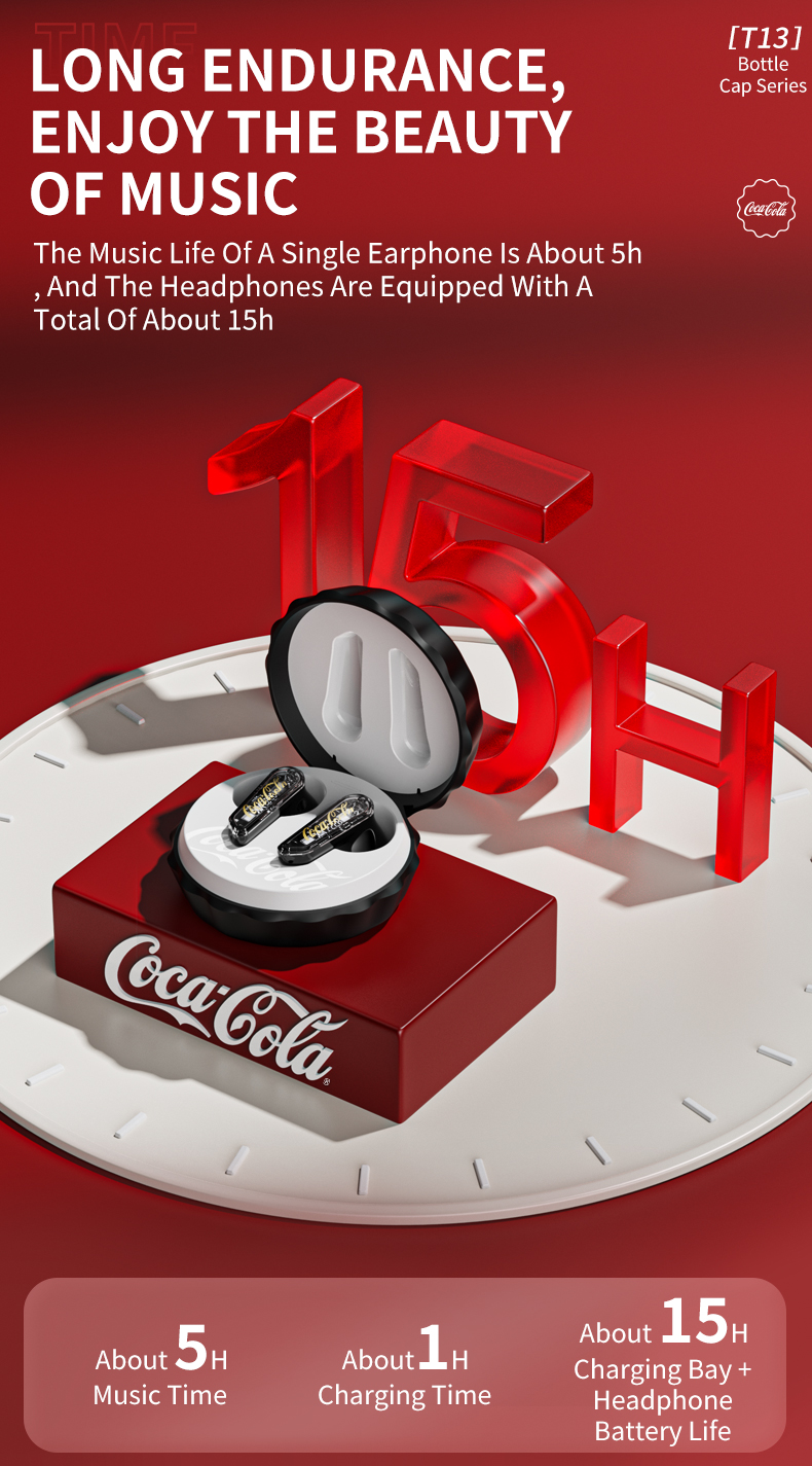 Coca-Cola T13 True Wireless Bluetooth Earbuds Semi-in-ear Design | 13mm ...